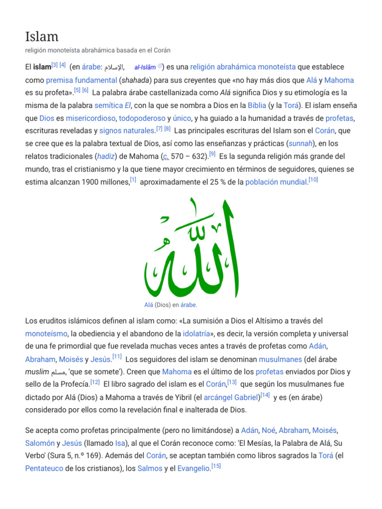 Islam - Wikipedia, La Enciclopedia Libre | PDF | Corán | Islam