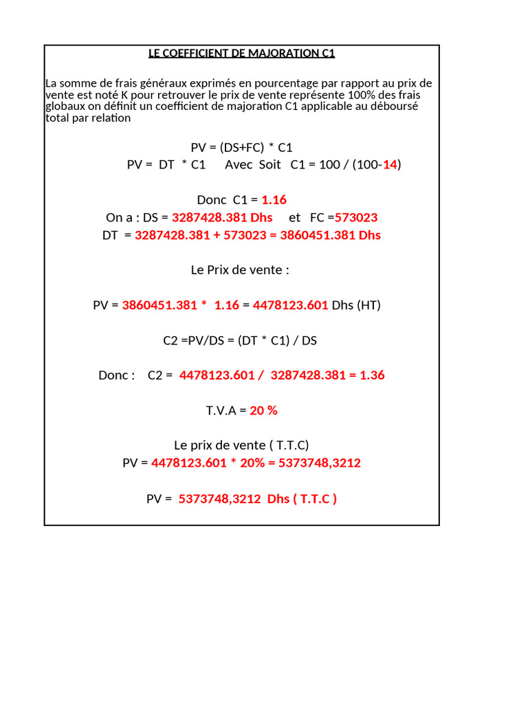 Le Coefficient de Majoration | PDF | Pourcentage | Arithmétique