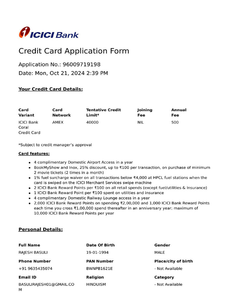 CC Application Form | PDF