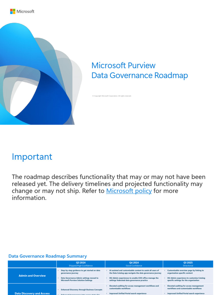 MS Purview Data Governance Roadmap | PDF | Data Quality | Metadata