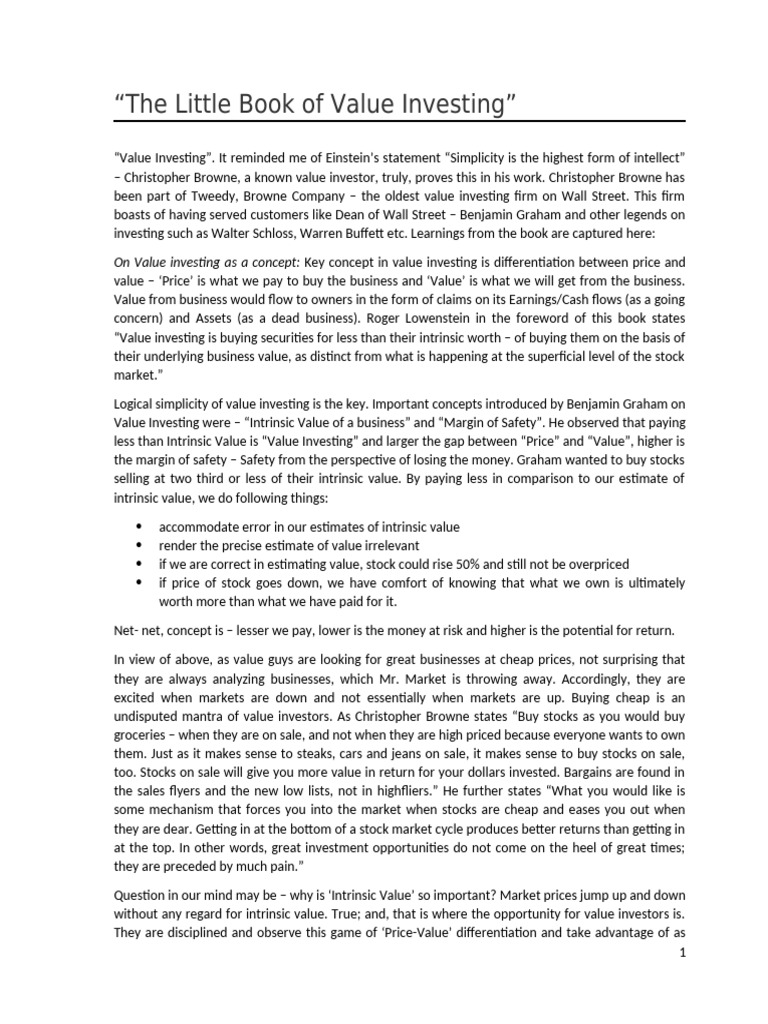 The Little Book of Value Investing | PDF | Value Investing | Investing
