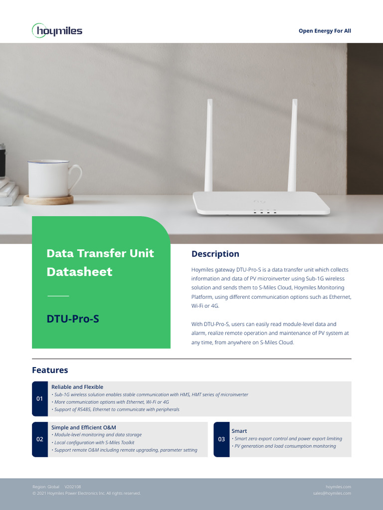 Hoymiles DTU-Pro-S Datasheet | PDF | Wi Fi | Power Supply