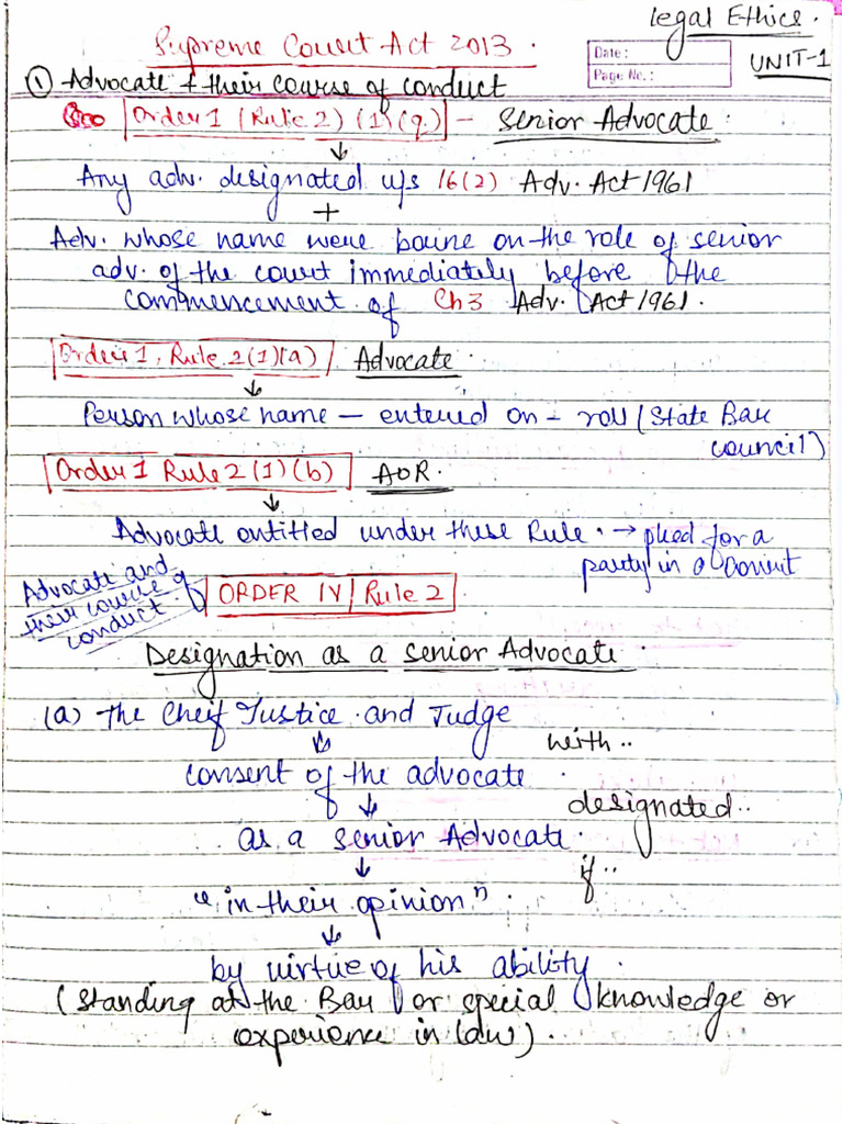 Legal Ethics (Handwritten Notes) 9th Sem | PDF