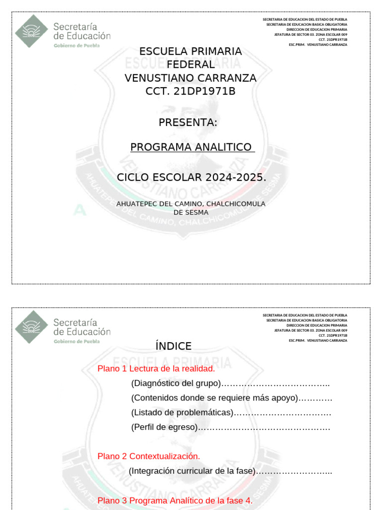Programa Analitico CUARTO GRADO GRUPO A | PDF | Educación primaria | Aprendizaje