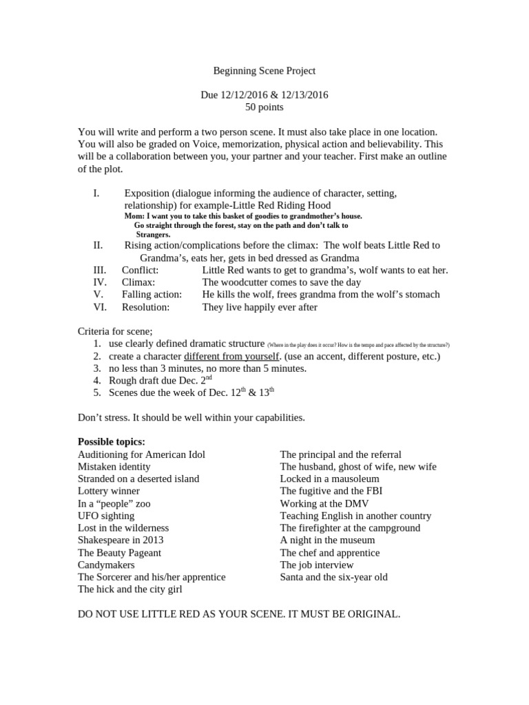 Beginning Scene Project | PDF | Plot (Narrative)