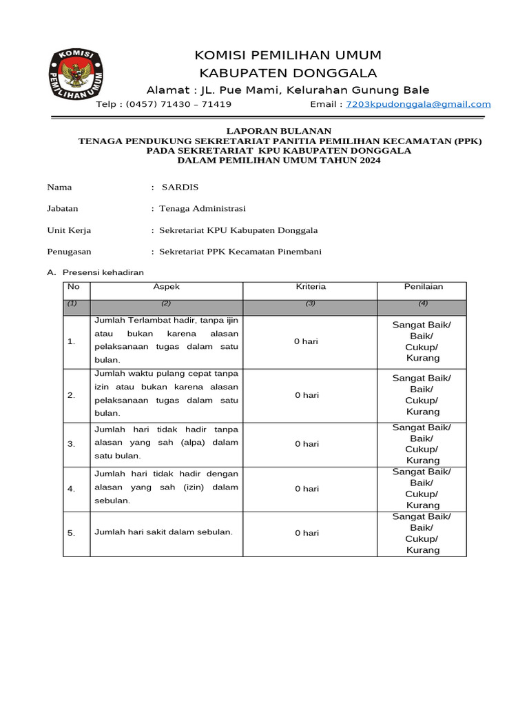 Format Laporan Bulanan | PDF