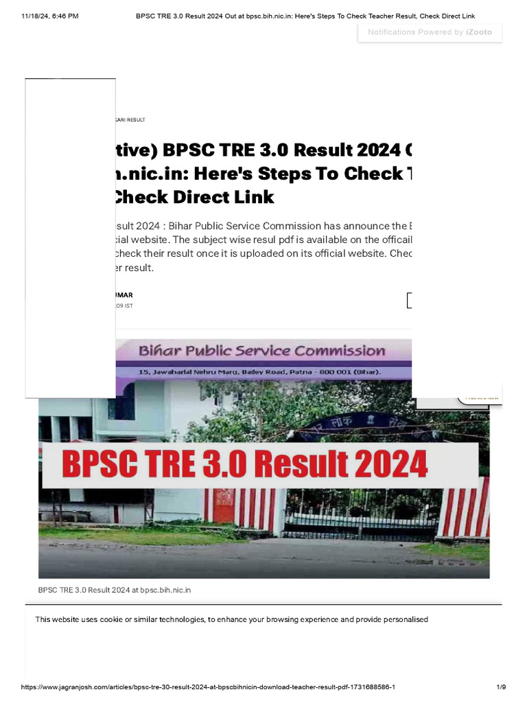 BPSC TRE 3.0 Result 2024 Released | PDF