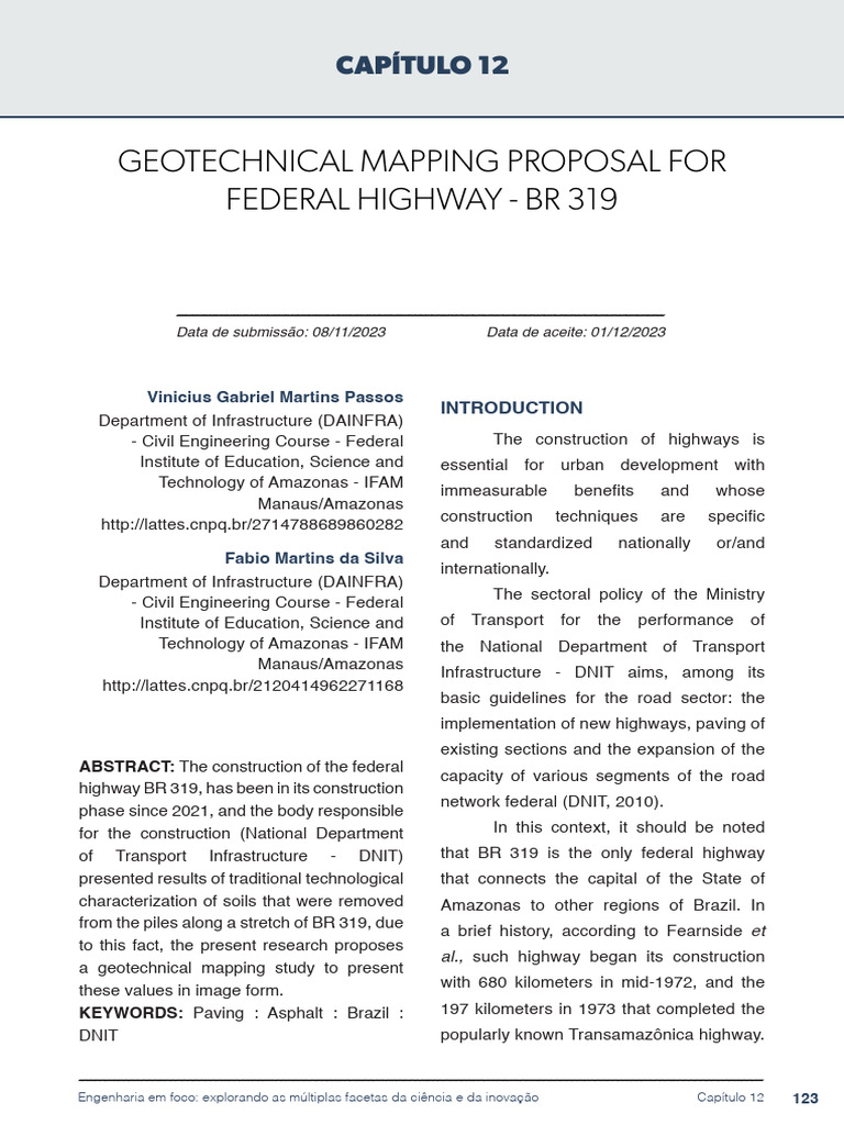 Geotechnical Mapping Proposal For Federal Highway BR 319 | PDF | Geographic Information System ...