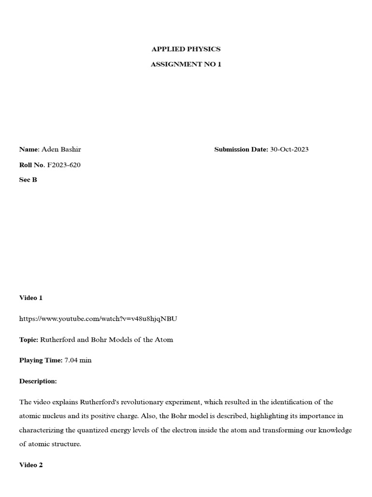 Applied Physics Assignment 1 | PDF | P–N Junction | Semiconductors