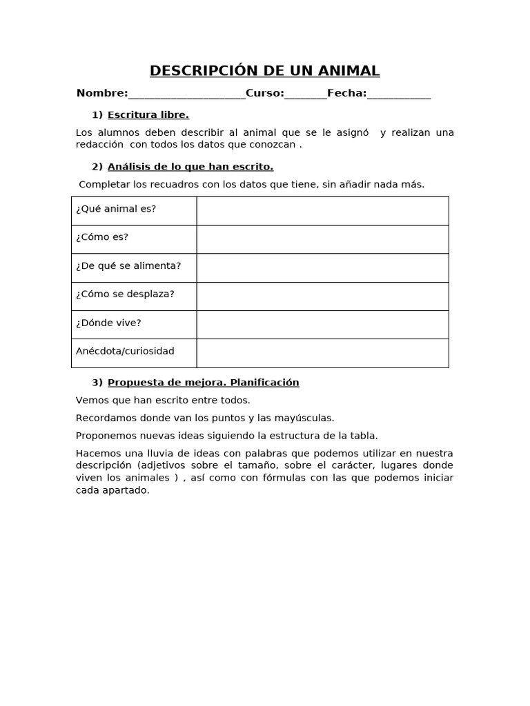 DESCRIPCIÓN DE UN ANIMAL Le Escribo para 2º | PDF | Gatos