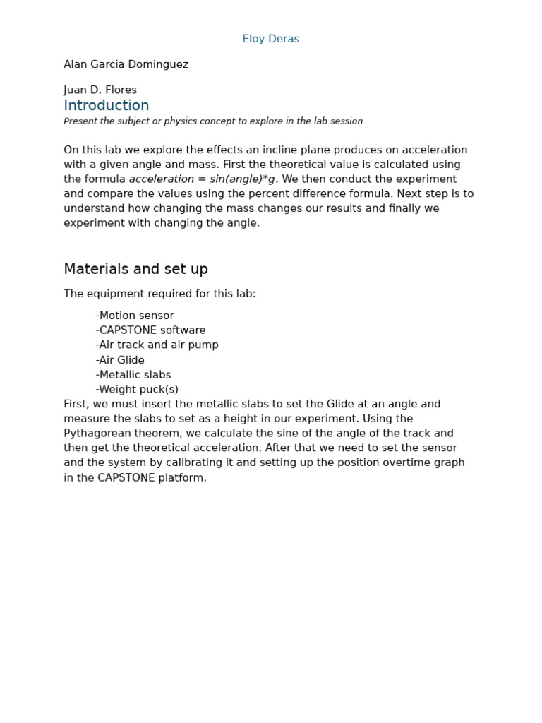Lab_5_ Inclined Plane | PDF | Mass | Force