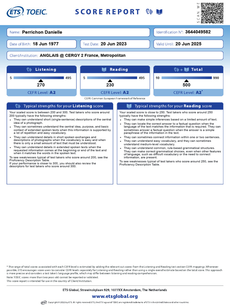 Toeic Juinn2023 - Certificate - 20240104103040 | PDF | Cognitive Science | Applied Linguistics