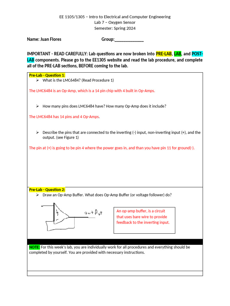 Lab 7 Worksheet F23 | PDF | Operational Amplifier | Amplifier Lab 7 Worksheet F23 | PDF | Operational Amplifier | Amplifier