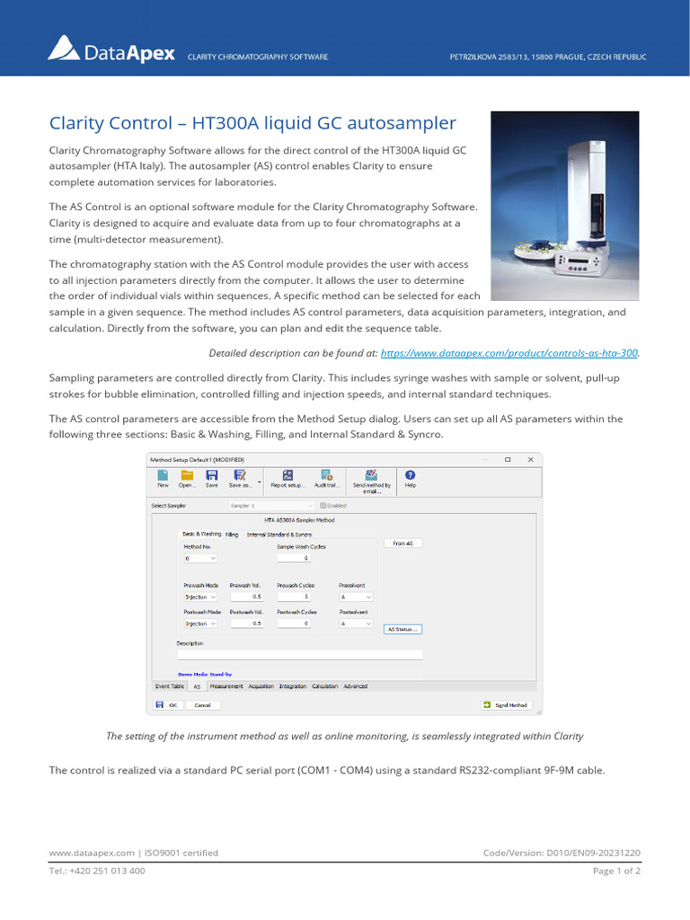 D010 Clarity Controls HTA AS300A | PDF | Chromatography | Computer Science