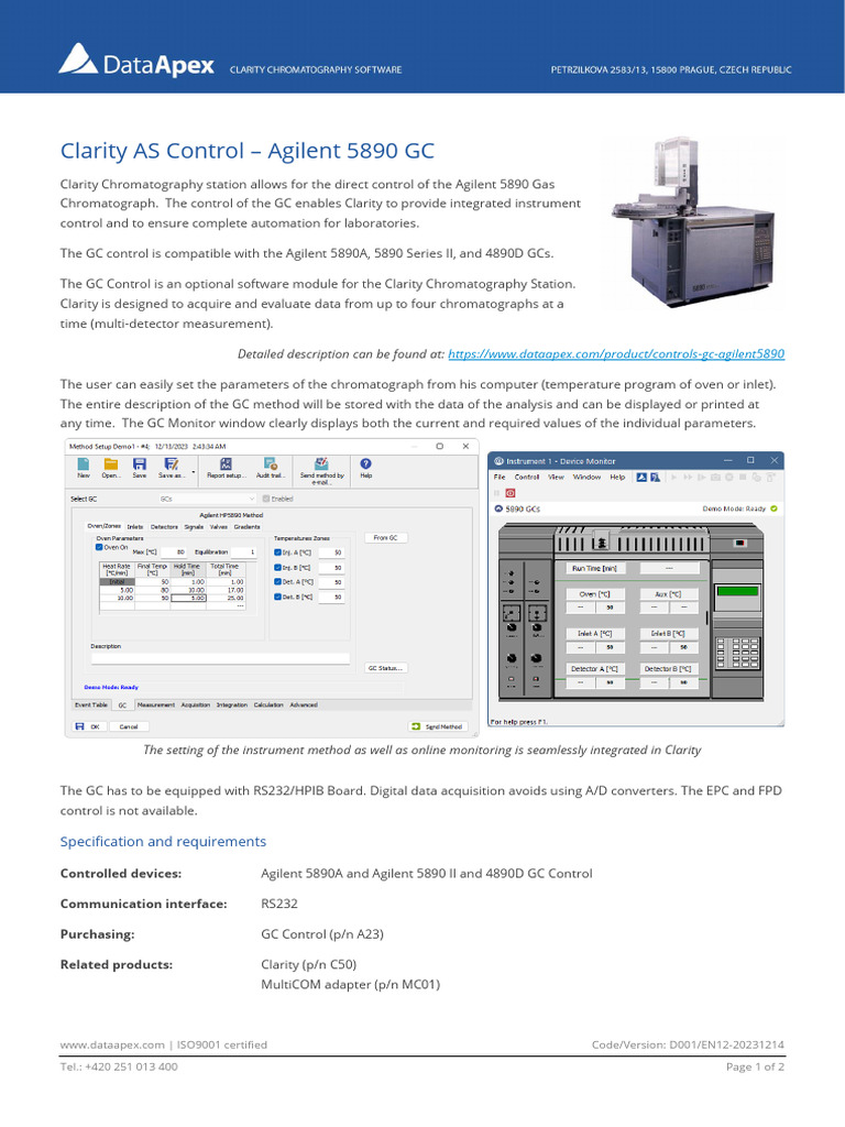 D001 Clarity Controls Agilent5890GC | PDF | Computers