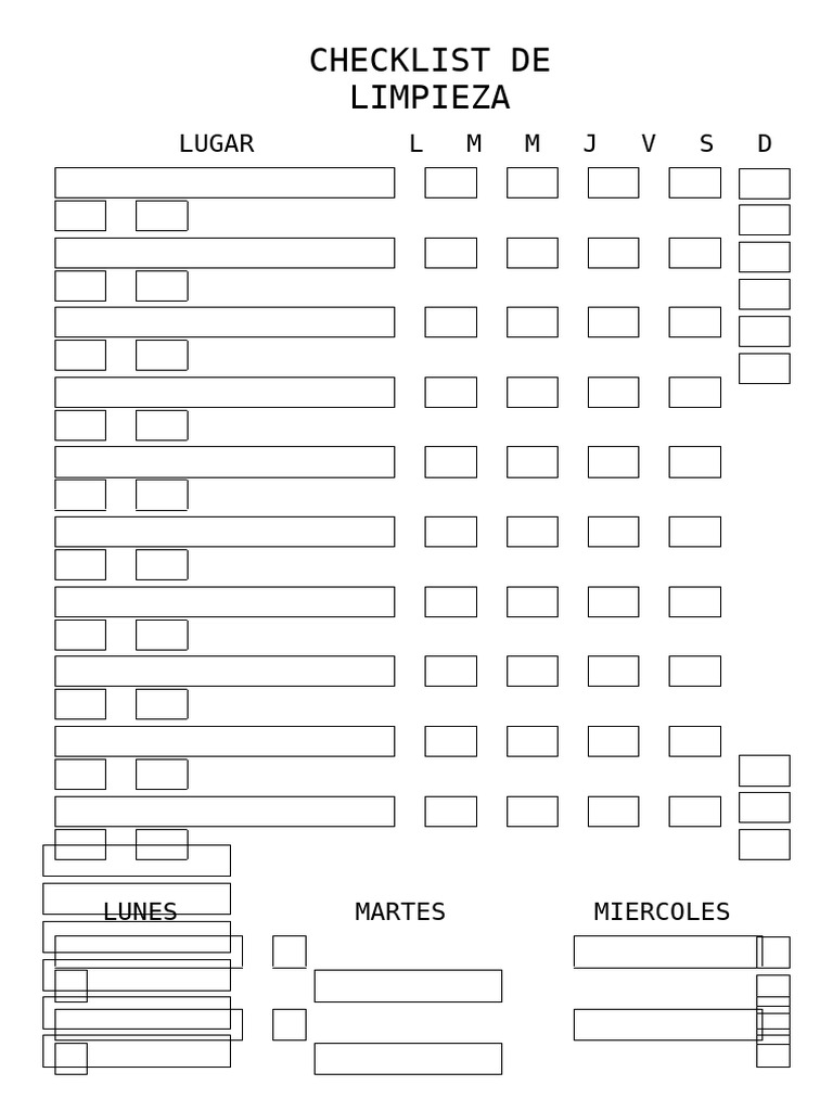 Checklist Limpieza | PDF