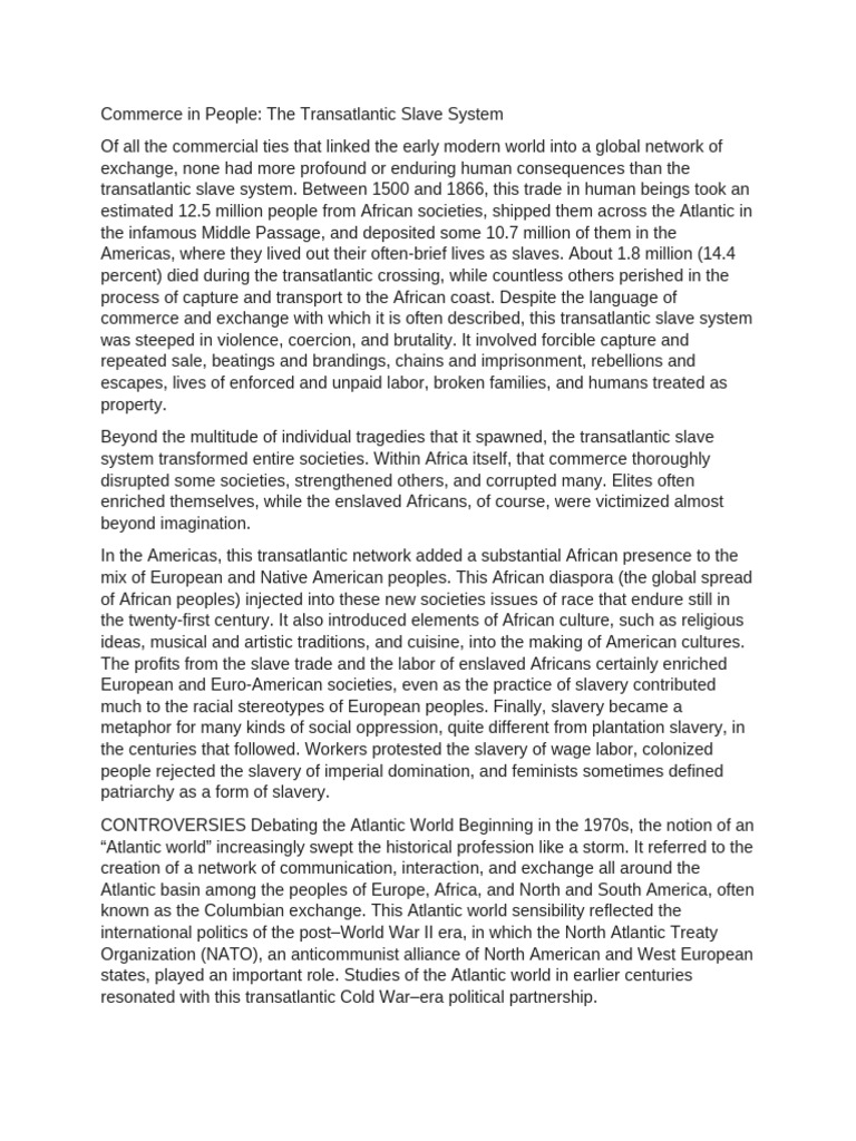 Commerce in People - The Atlantic Slave Trade | PDF | Atlantic Slave ...