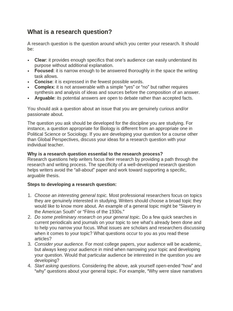 What Is A Research Question | PDF | Question | Science