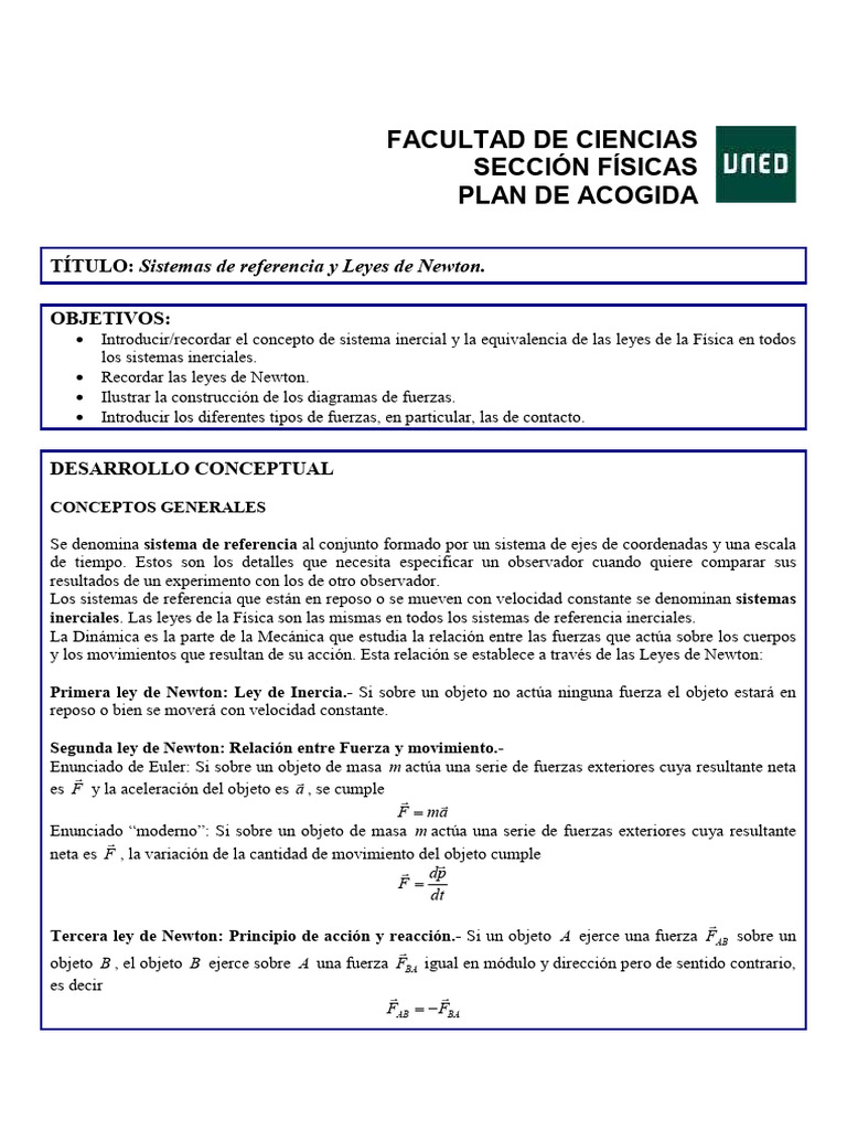 Ficha CA Leyes Newton | PDF | Fuerza | Las leyes del movimiento de Newton