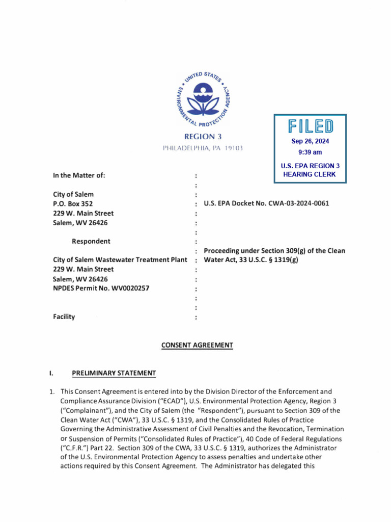 EPA Fines City of Salem | PDF | Clean Water Act | United States ...