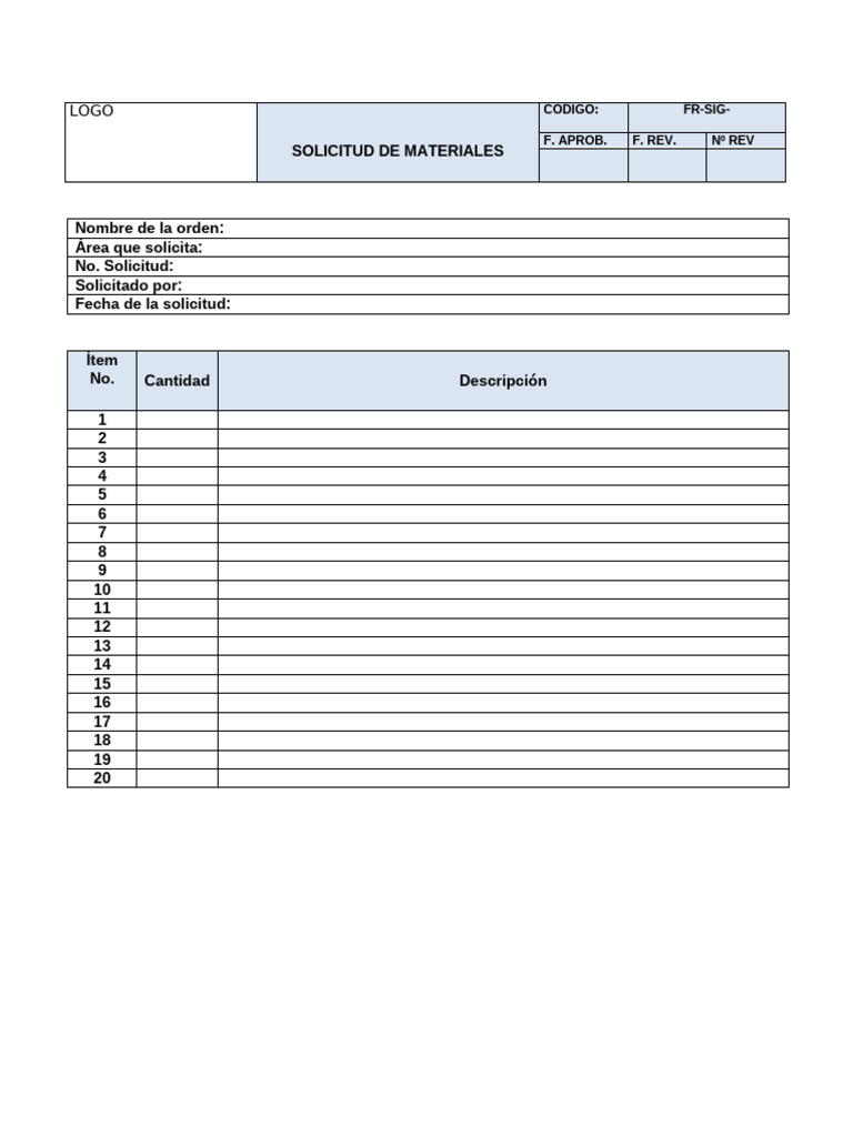 Solicitud de Insumos | PDF