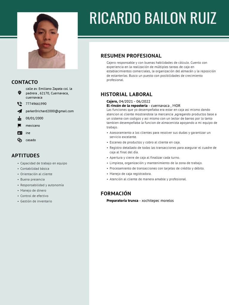 Ricardo BailonRuiz CV | PDF | Business
