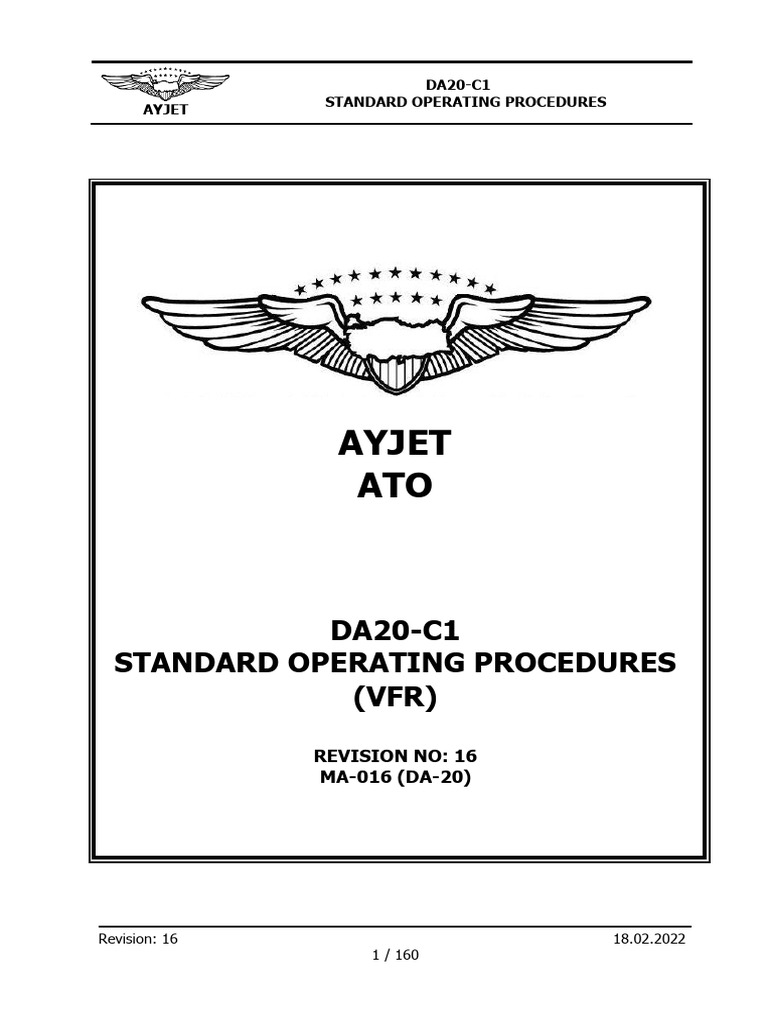 Ayjet ATO: DA20-C1 Standard Operating Procedures (VFR) | PDF | Aviation | Aerospace Engineering