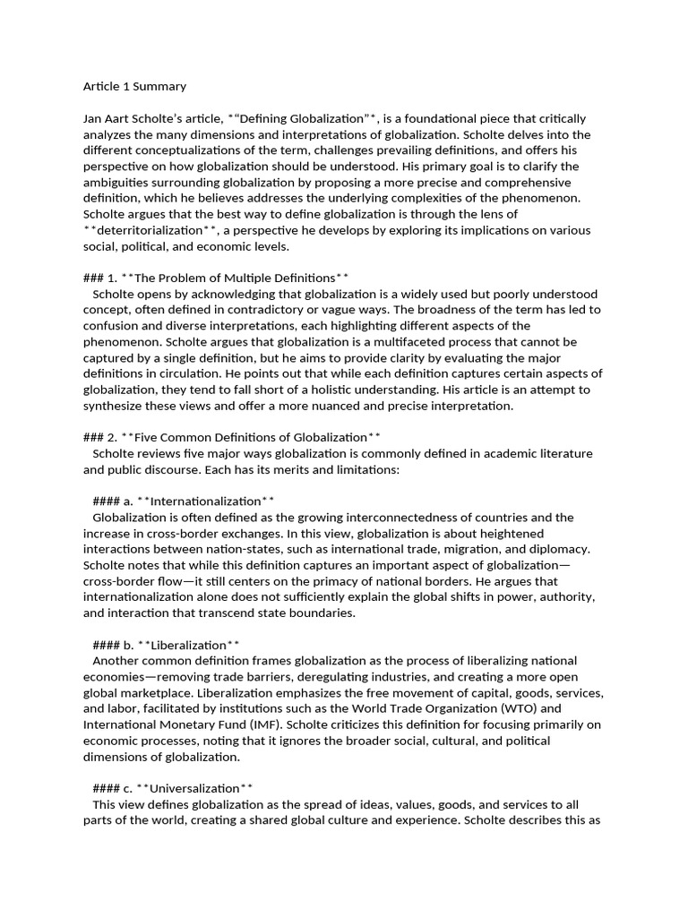 Understanding Globalization Through Deterritorialization | PDF ...