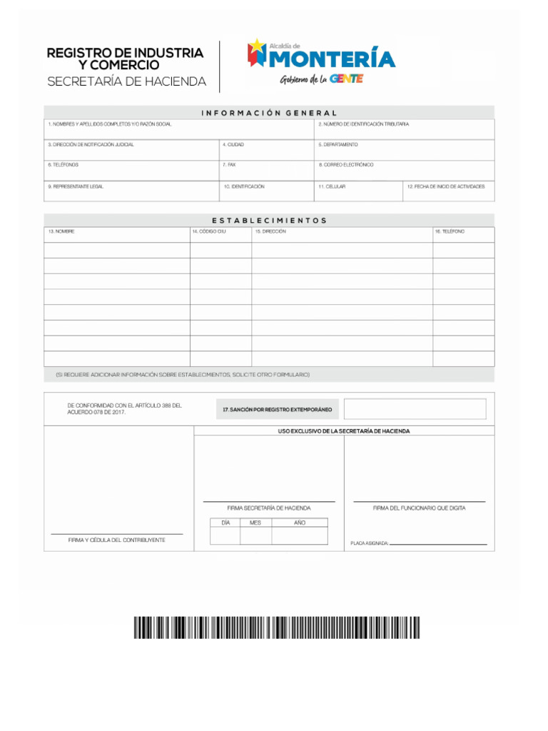 Formulario Registro Monteria | PDF