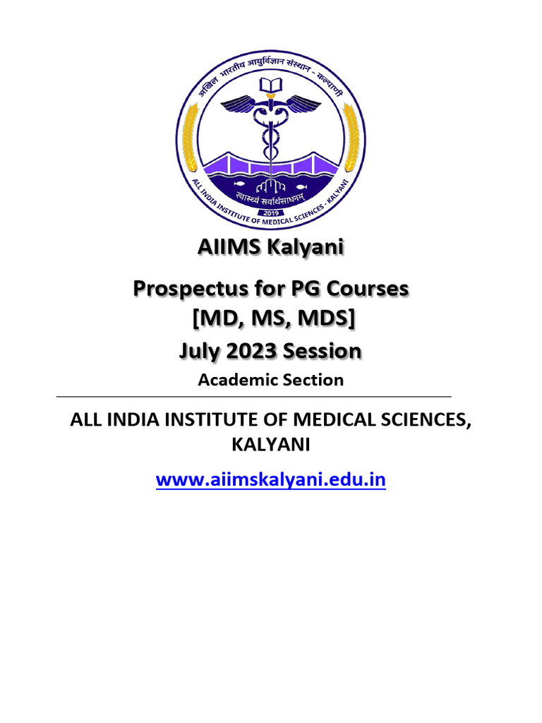 23.6.23 - AIIMS Kalyani PG Prospectus - July 2023 1 | PDF | Doctor Of ...
