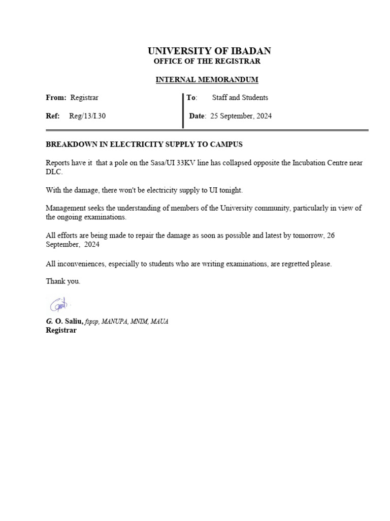 UI Electricity Supply Disruption Notice | PDF | Science & Mathematics