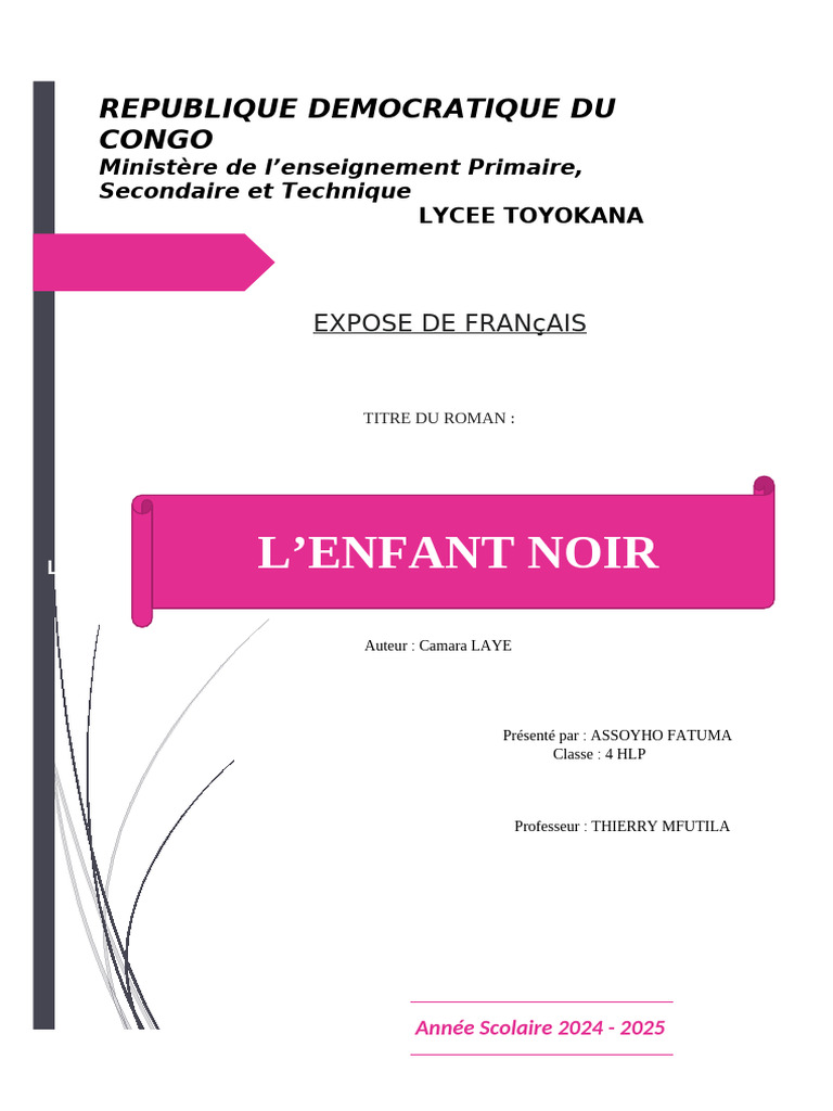 Camara Laye : L'Enfant noir dévoilé | PDF | Fiction générale