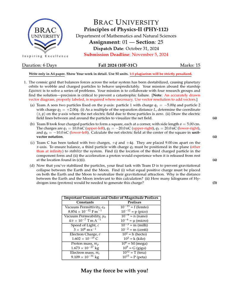 S25 PHY 112 Assignment 1 | PDF | Kilogram | Proton