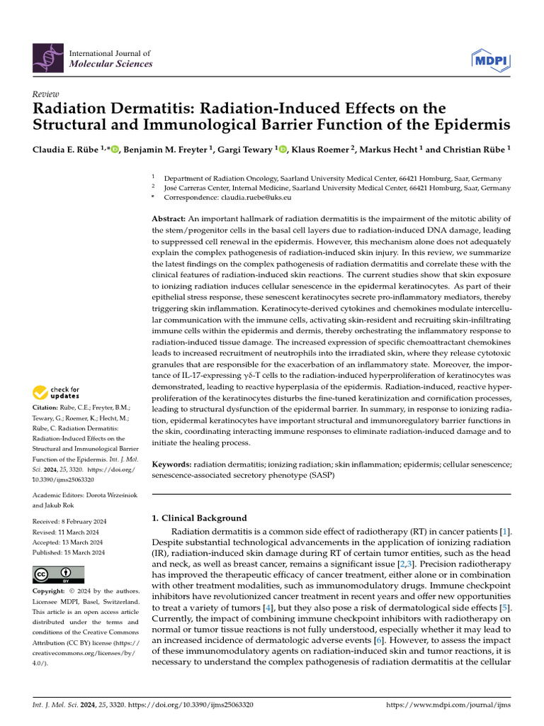 Radiation Dermatitis RadiationInduced Effects | PDF | Skin | Epidermis