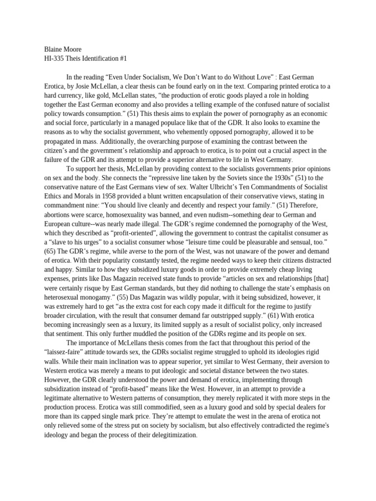 Blaine Moore Thesis Identification #1 | PDF | East Germany | Socialism