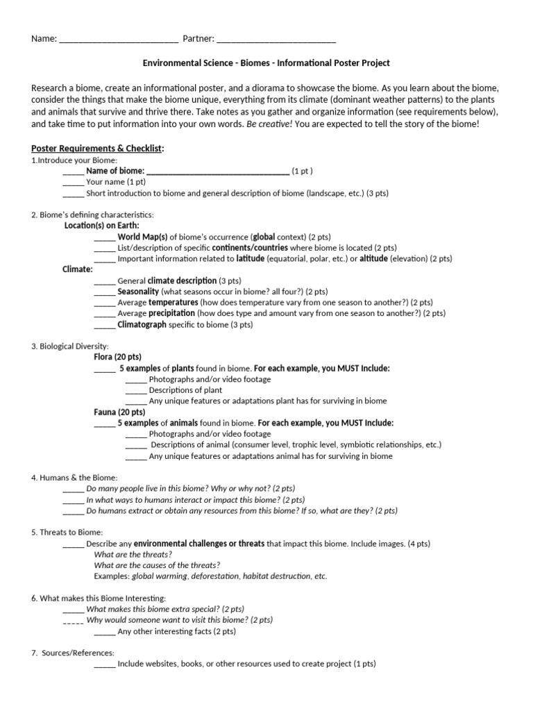Biome Informational Poster Project FALL 2023 | PDF | Climate | Systems ...