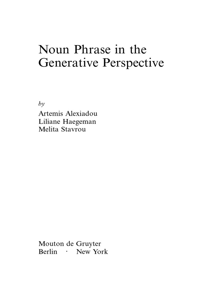 Noun Phrase in The Generative Perspective - Cover | PDF