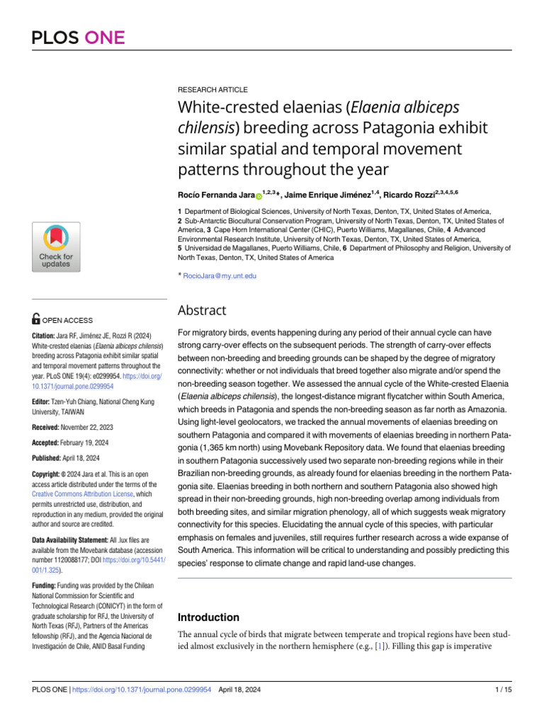 Jara, R., J.E. Jiménez & R. Rozzi. 2024elaenia - Albiceps - Chilensis | PDF | Bird Migration ...