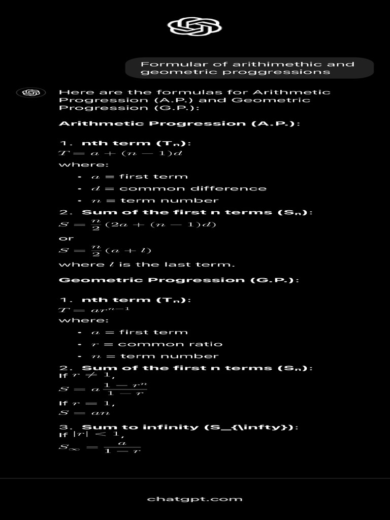 Aritmetic and Geometric Progressions | PDF