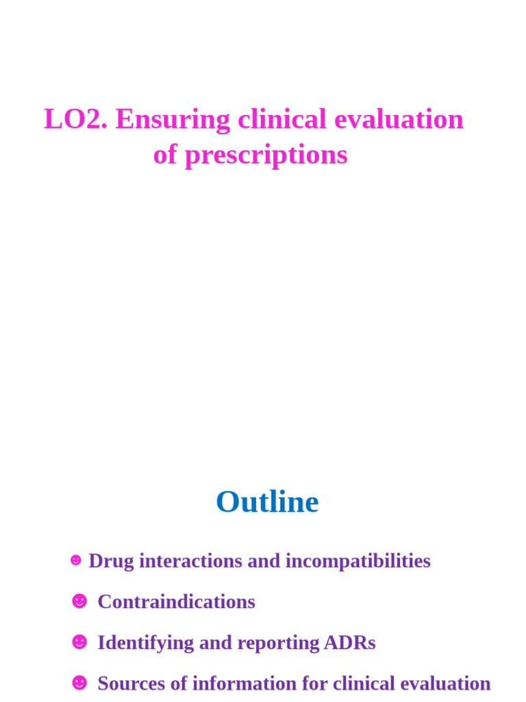 LO2. Ensuring Clinical Evaluation of Prescriptions | PDF | Pharmacist | Pharmacovigilance