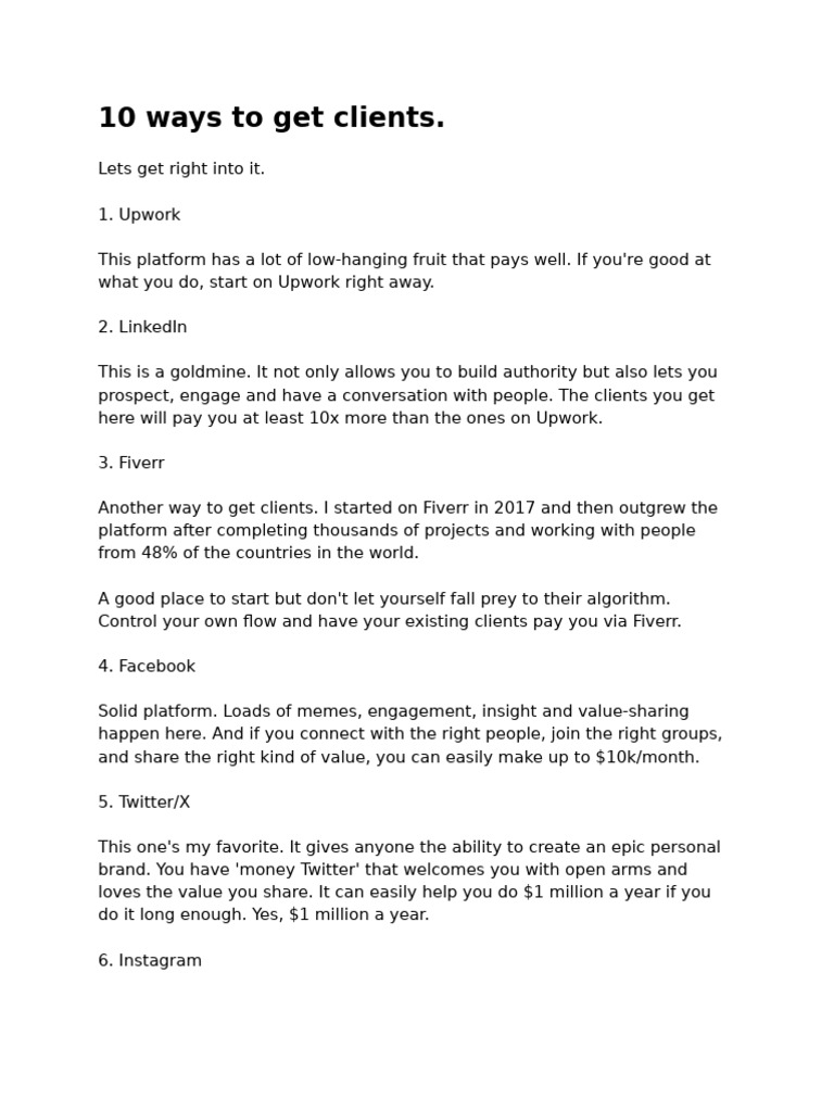 10 Ways To Get Clients | PDF