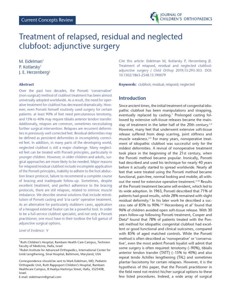 Treatment of Relapsed Residual and Neglected | PDF | Foot | Ankle