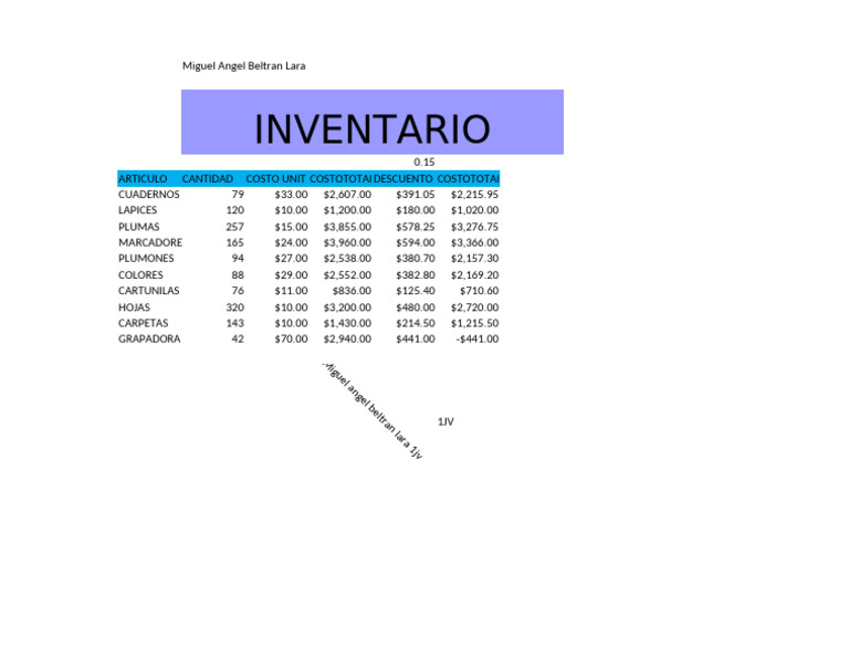 Inventario Miguel Angel Beltran Lara 1jv | PDF