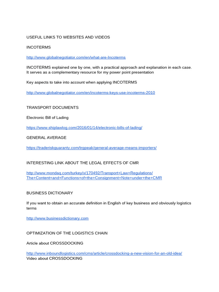 Useful Links Grouped by Field | PDF