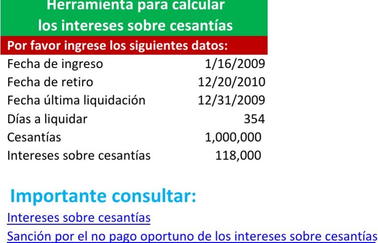 Calculo Intereses Cesantias | PDF