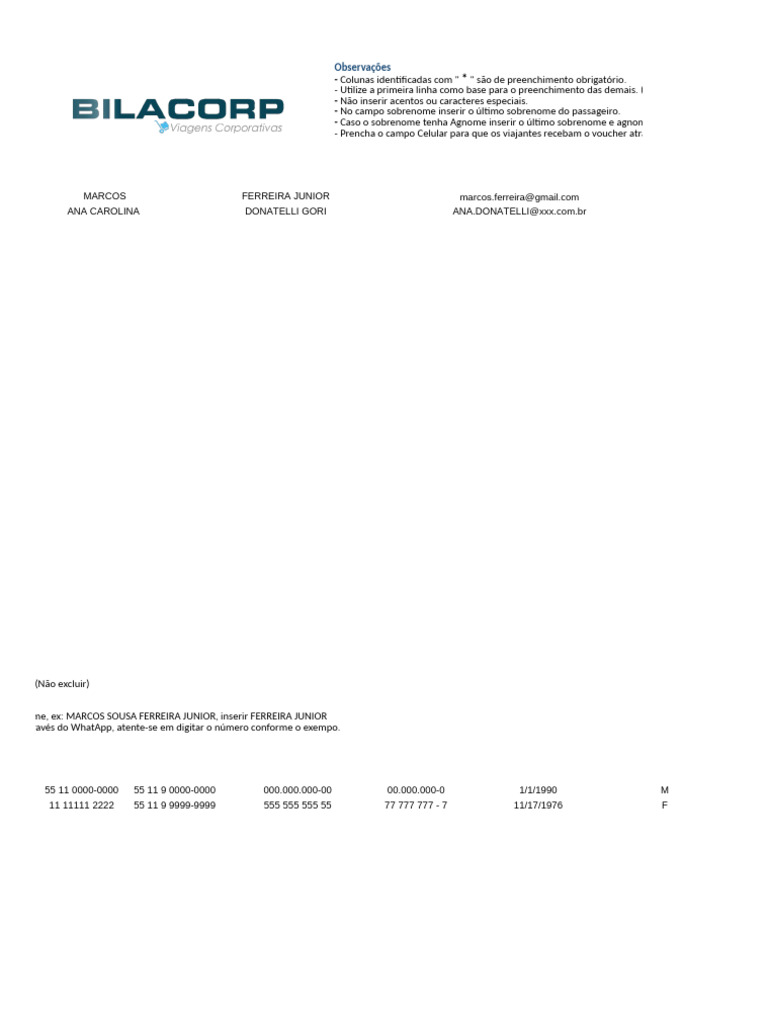 Formulário de Cadastro Bilacorp | PDF
