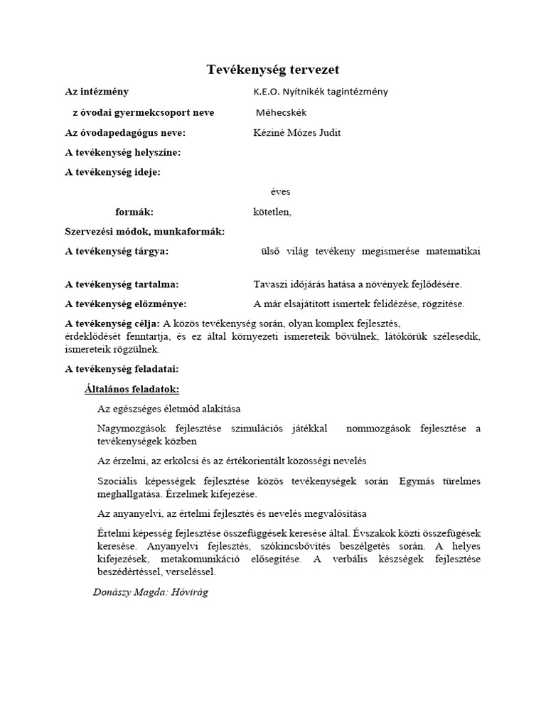 Külső Világ Matematikával - Tavaszi Tervezet | PDF
