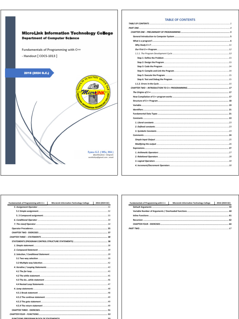Chapter 3 Ml Fundamentals Of Programming With C Handout V1 0 Pdf C Control Flow
