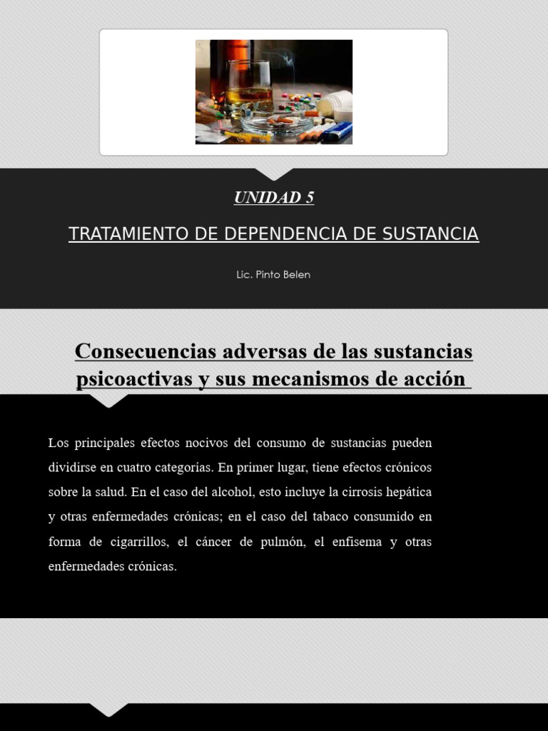 Clase 12 TRATAMIENTO DE DEPENDENCIA DE SUSTANCIA | PDF | La dependencia de sustancias ...