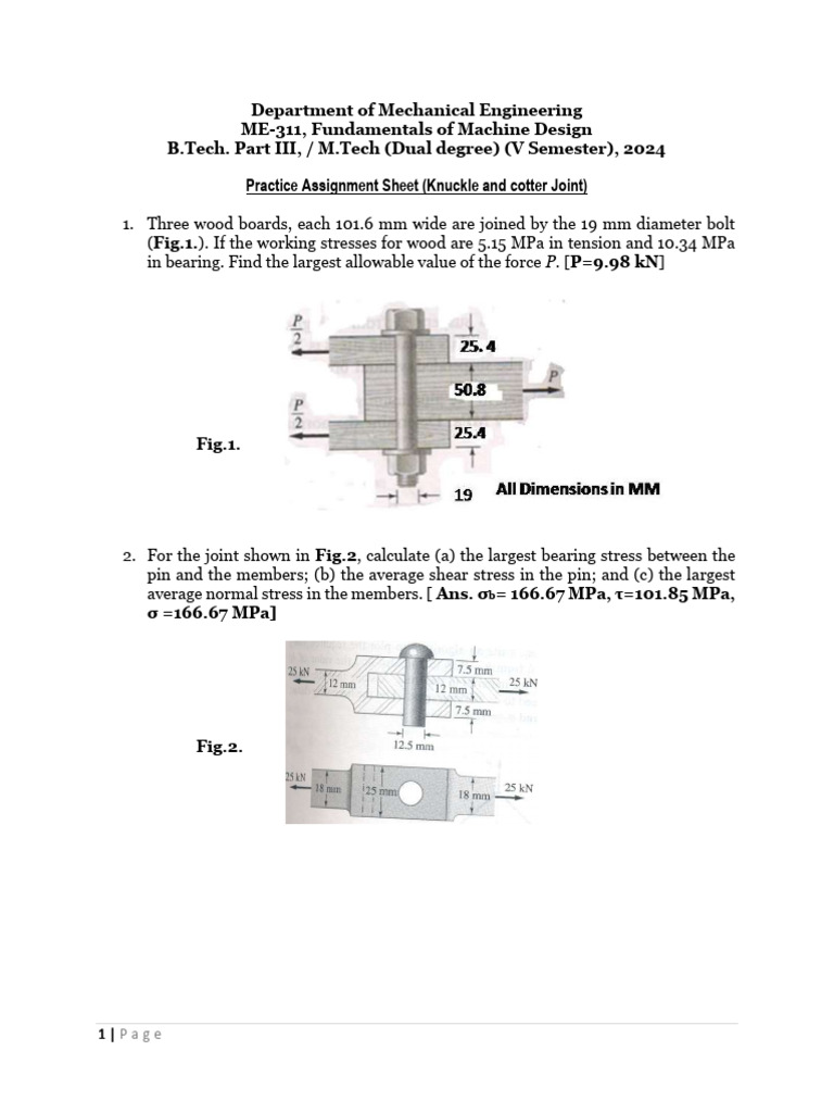 Cotter and Knuckle Joint | PDF